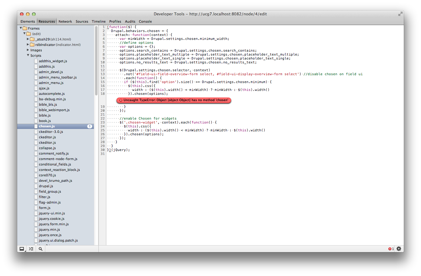 Javascript Error Uncaught Typeerror Object Has No Method Chosen [ 1960370]